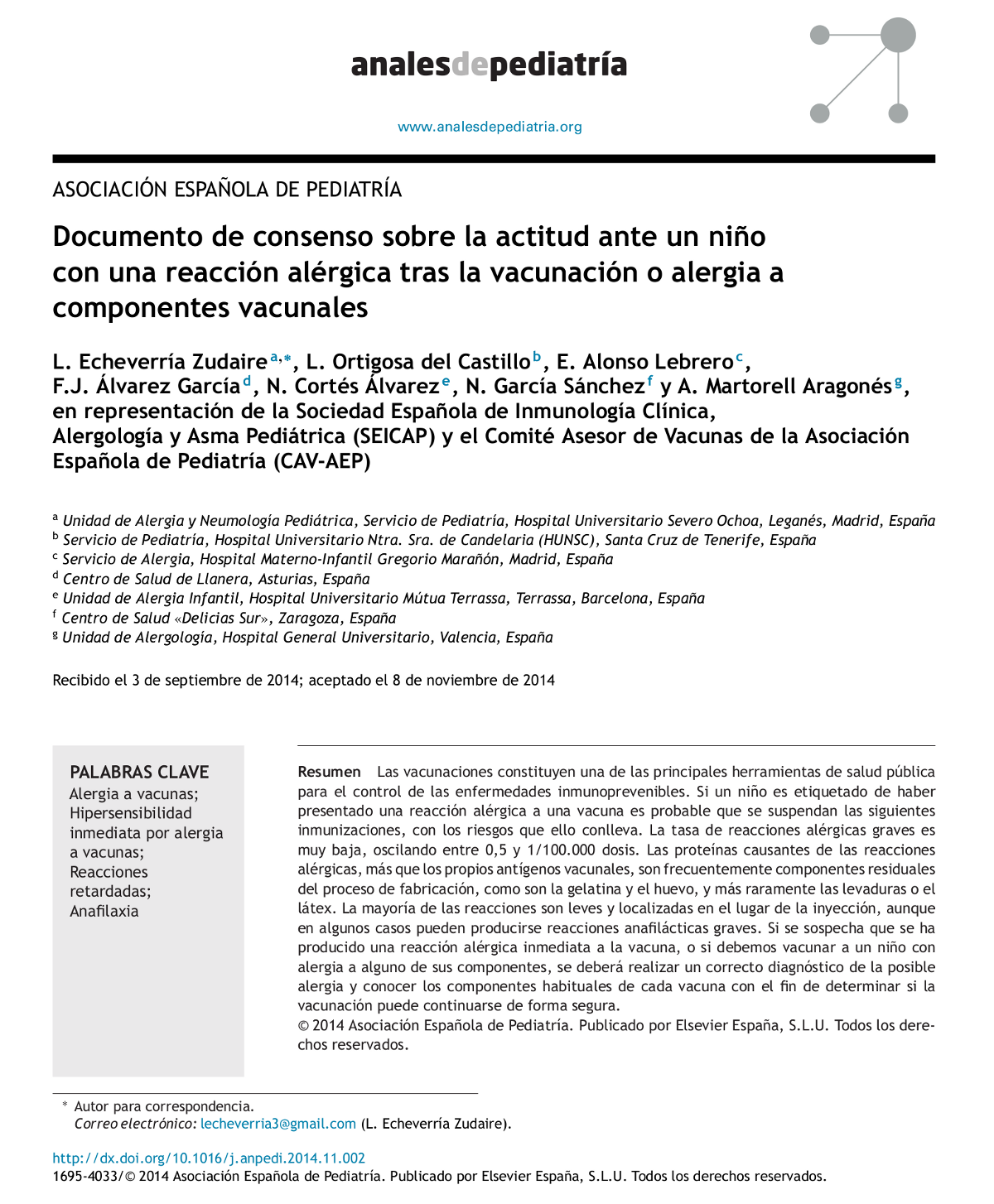 Documento De Consenso Sobre Vacunas Y Alergia Asociación Española De